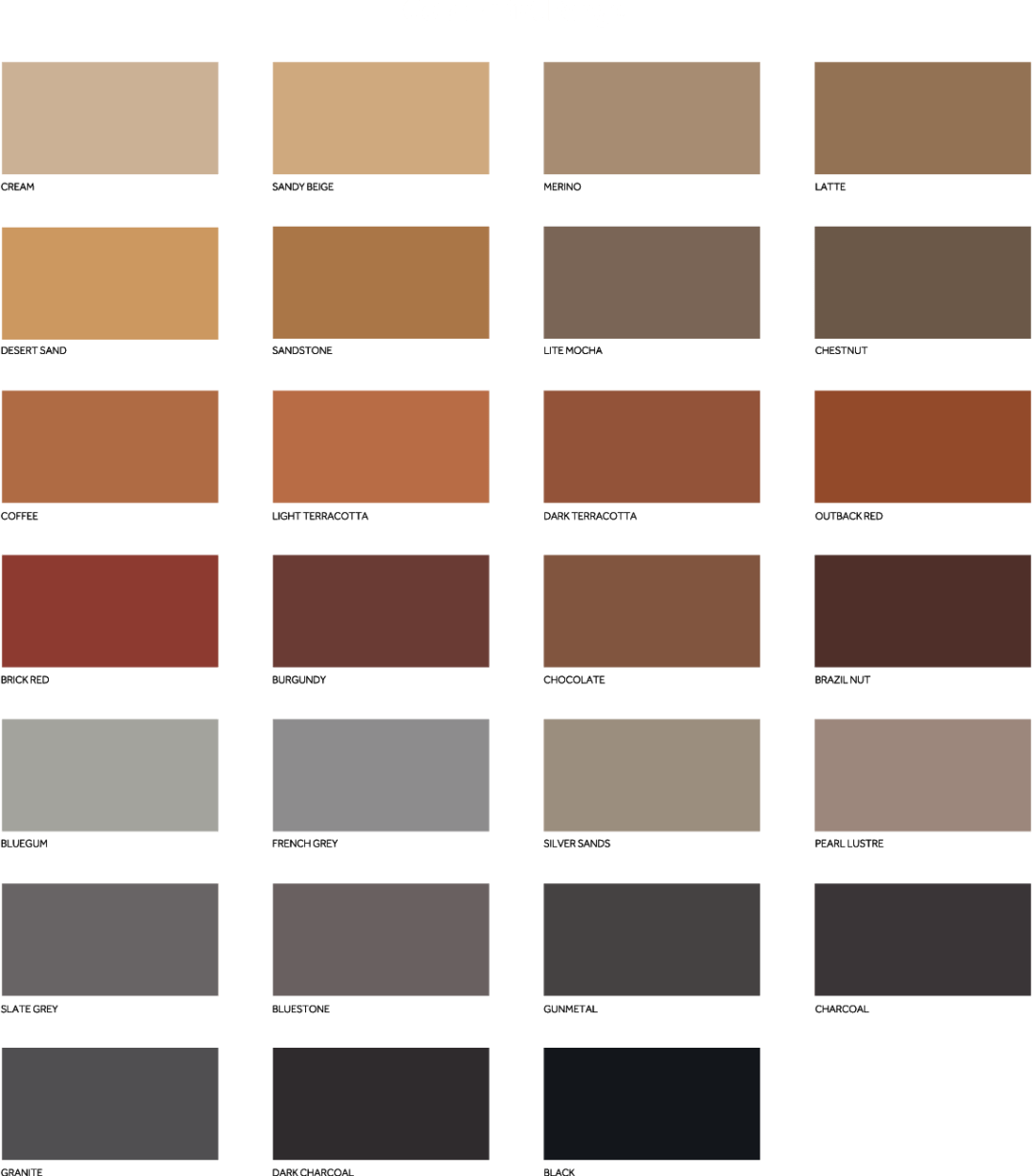 Concrete Colour Chart - JAK Concrete & Excavation